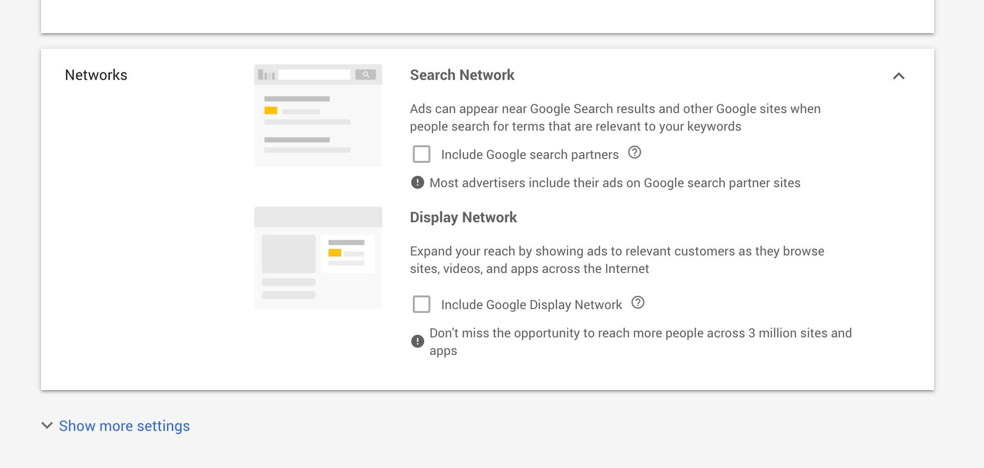 Search only vs With Search Network vs With Display Network - Inbound Found